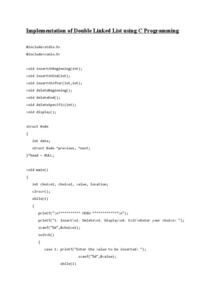 Implementation of Double Linked List | PDF | Algorithms And Data Structures | Software Development
