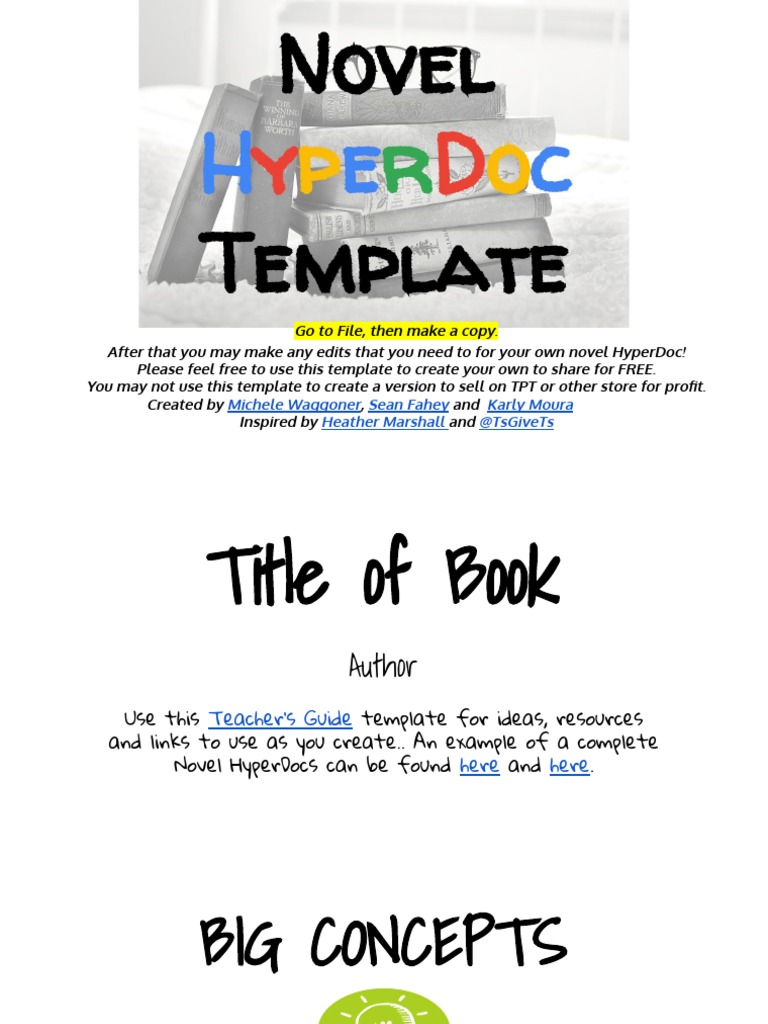 Novel HyperDoc Template (Elementary Level) | PDF | Narration | Reading ...