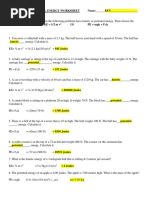 Kinetic and Potential Energy Worksheet | PDF | Kinetic Energy ...