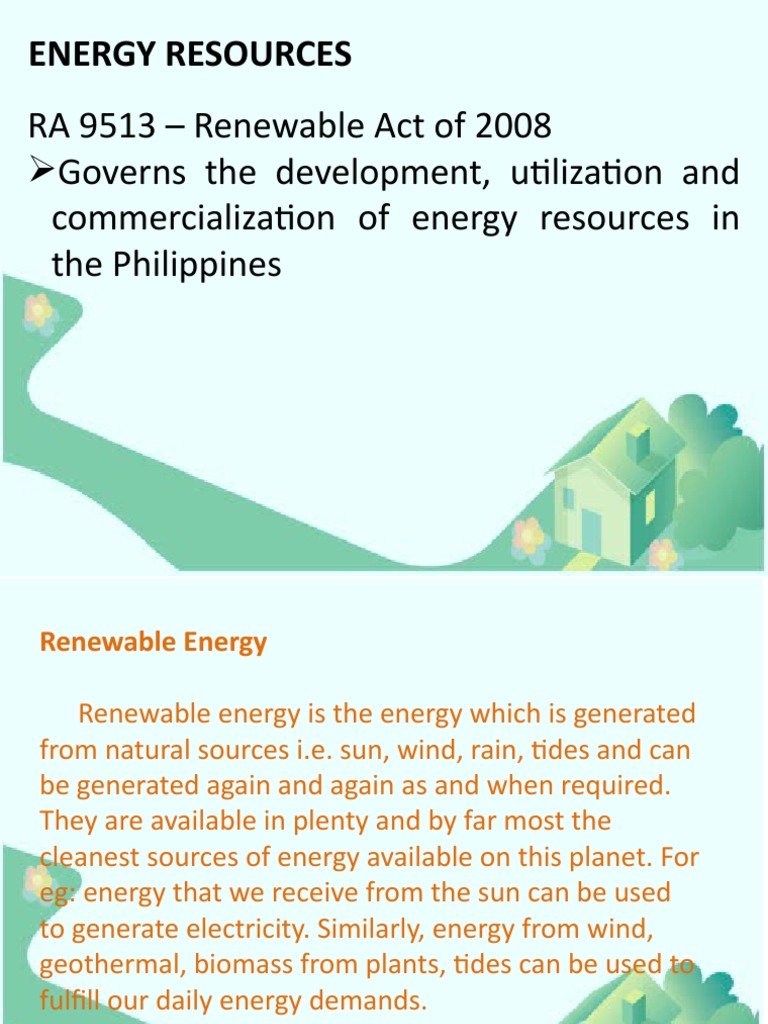 RA 9513 - Renewable Act of 2008 Governs The Development, Utilization ...