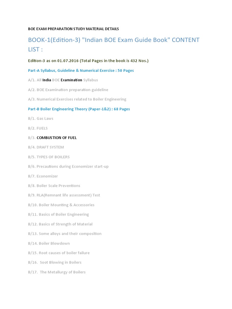BOOK-1 (Edition-3) "Indian BOE Exam Guide Book" CONTENT List | PDF ...