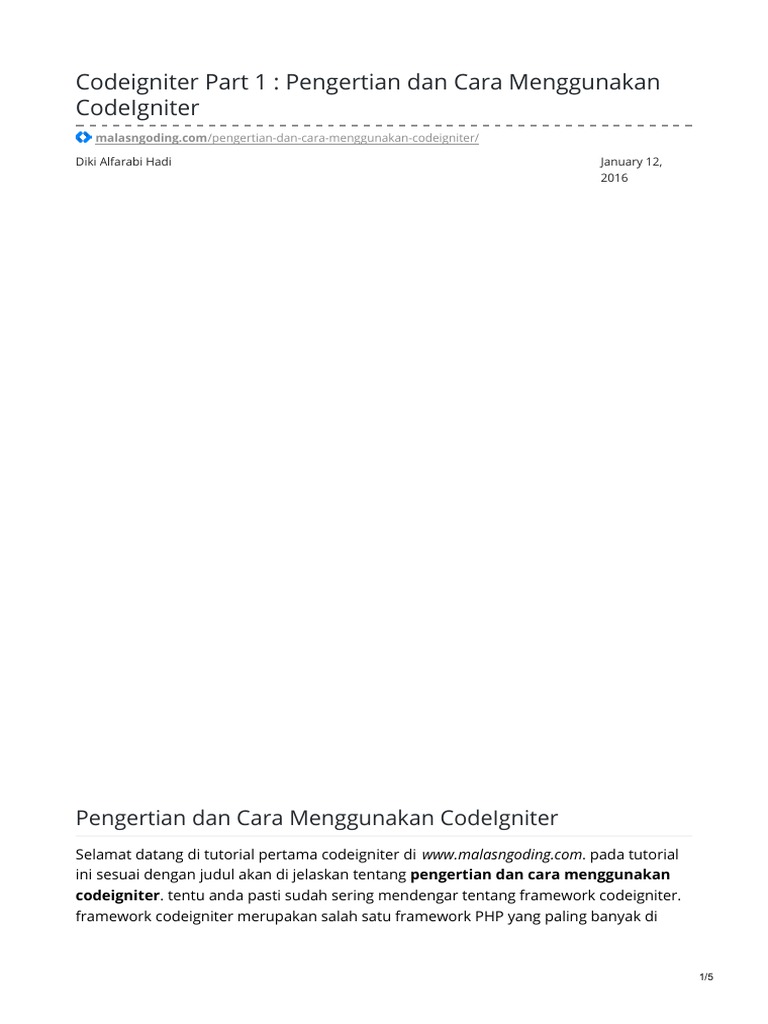 Codeigniter Part 1 Pengertian Dan Cara Menggunakan CodeIgniter | PDF