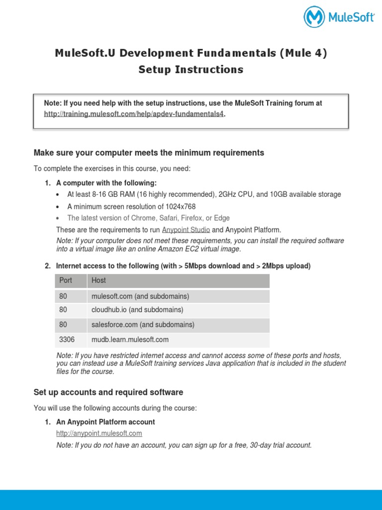 Mulesoft.U Development Fundamentals (Mule 4) Setup Instructions | PDF ...