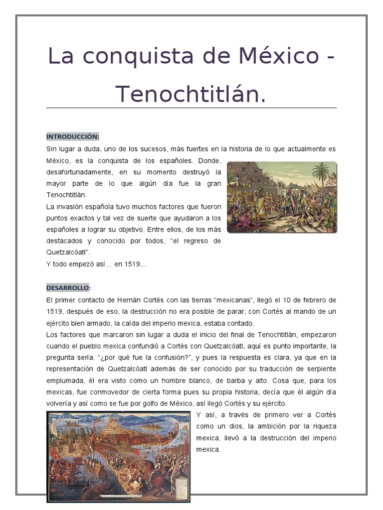 La Conquista de México - Tenochtitlán | PDF | Hernán Cortés | México