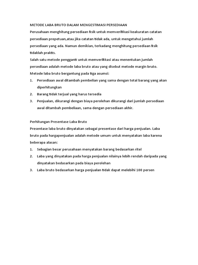 Metode Laba Bruto Dalam Mengestimasi Persediaan | PDF | Karier ...
