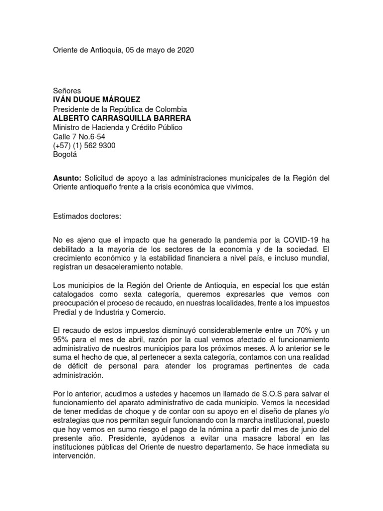 Carta Al Presidente Con Firmas | PDF