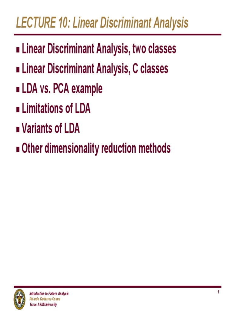 Lda1 PDF | PDF | Eigenvalues And Eigenvectors | Principal Component ...