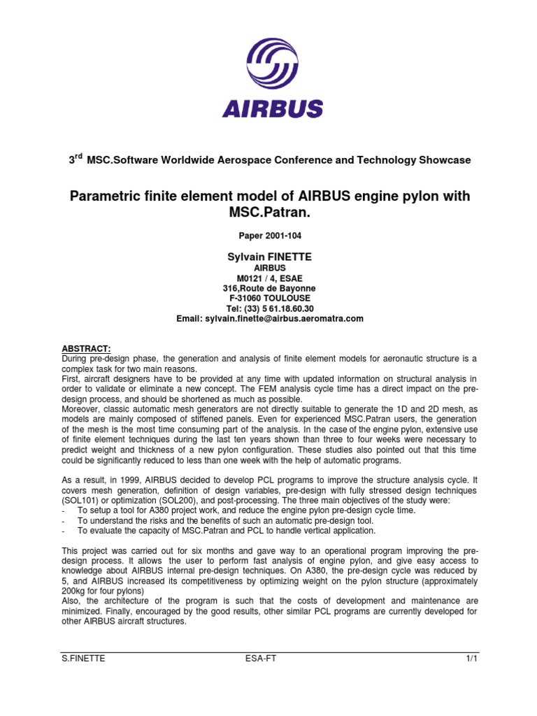 Parametric Finite Element Model of AIRBUS Engine Pylon With MSC ...