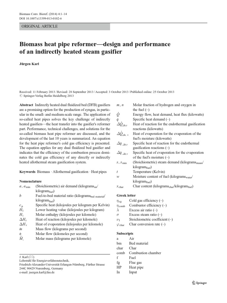 Heat Pipe Reformer DFB Gasifier PDF | PDF | Gasification | Combustion