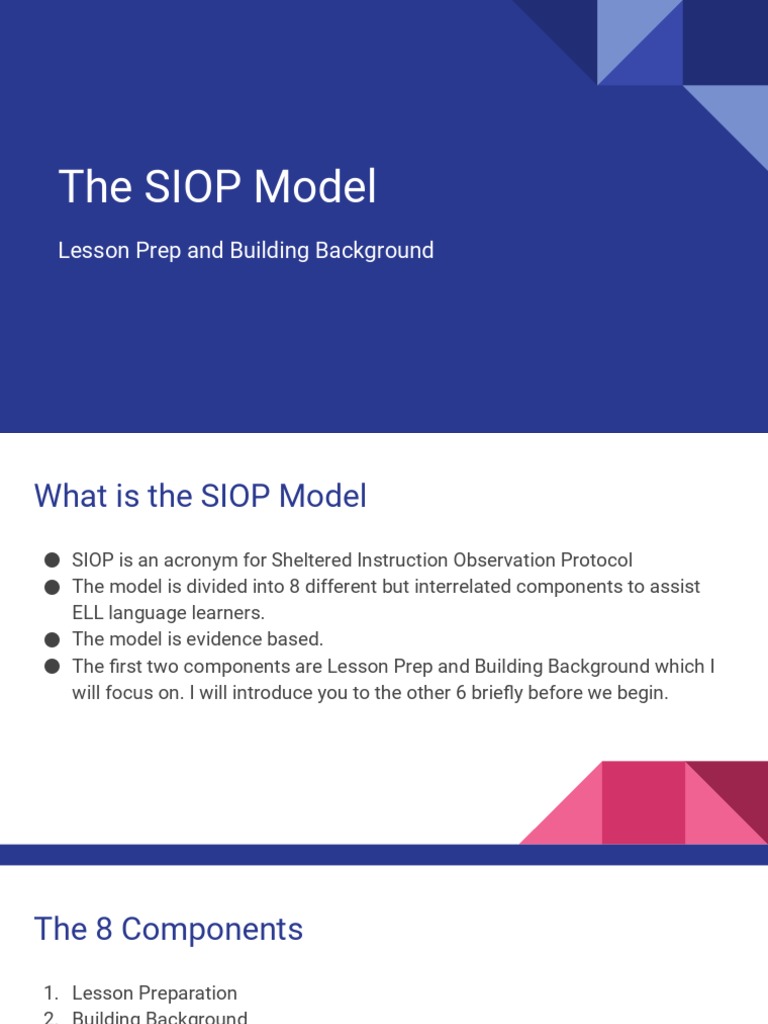 The Siop Model | PDF | Career & Growth | Language Arts & Discipline