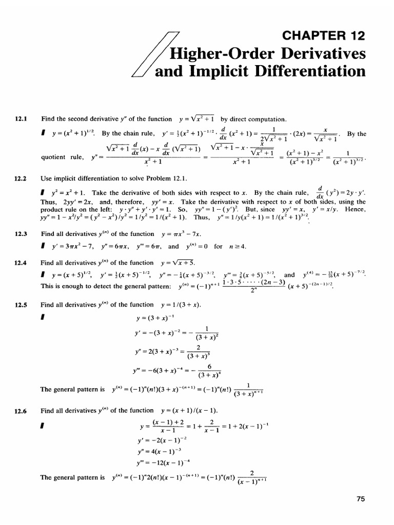 Higher-Order Derivatives & Implicit Diff. | PDF | Tangent | Slope
