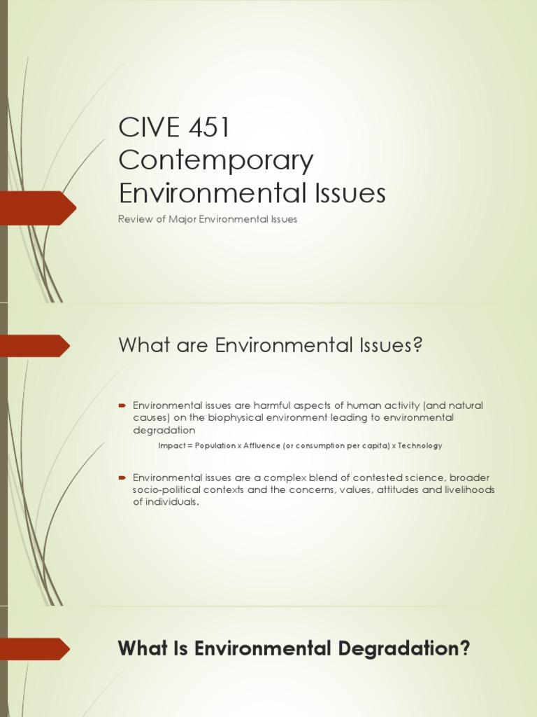 L1 - Review of Major Env. Issues | PDF | Environmental Degradation | Global Warming