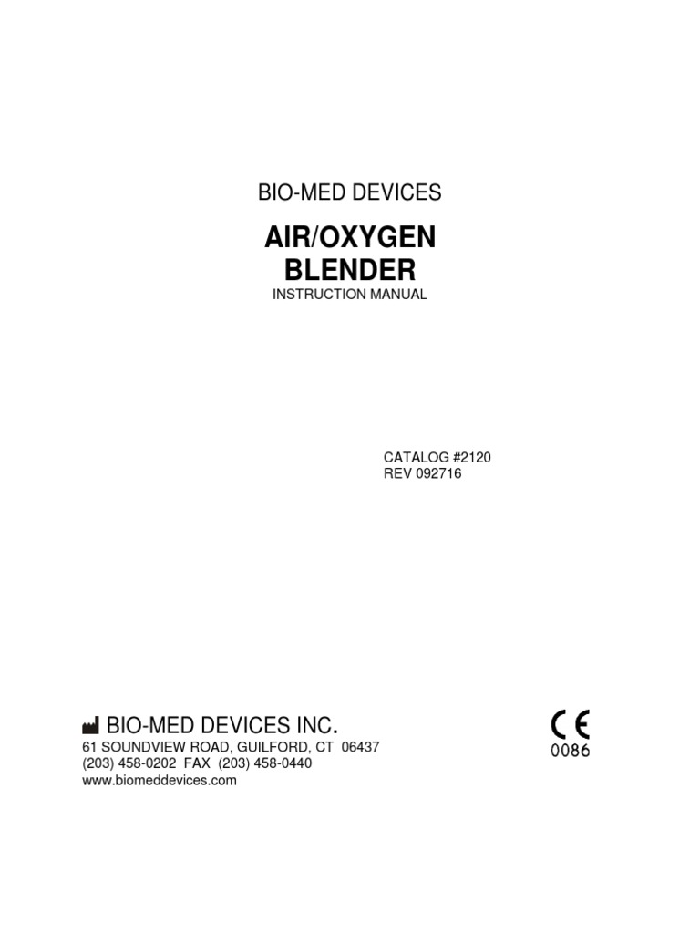 Air/Oxygen Blender: Bio-Med Devices | PDF | Flow Measurement | Oxygen