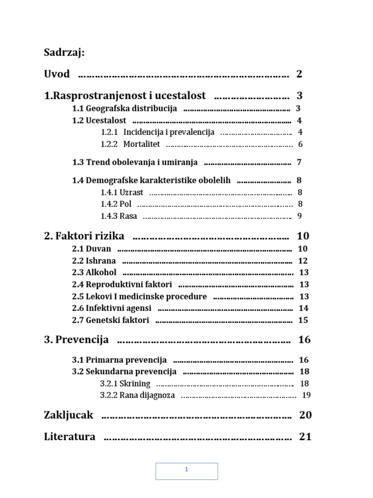 Epidemiologija Malignih Tumora | PDF