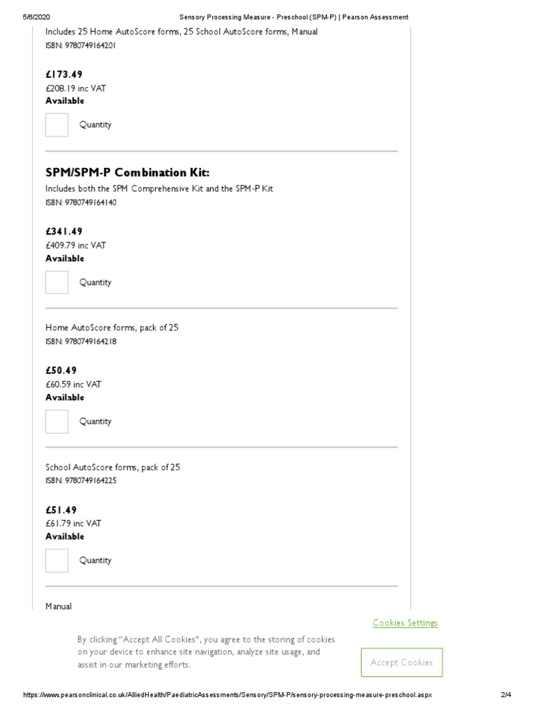 2 Sensory Processing Measure - Preschool (SPM-P) - Pearson Assessment | PDF
