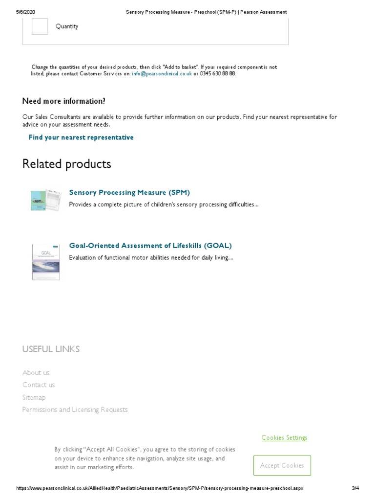 3 Sensory Processing Measure - Preschool (SPM-P) - Pearson Assessment | PDF