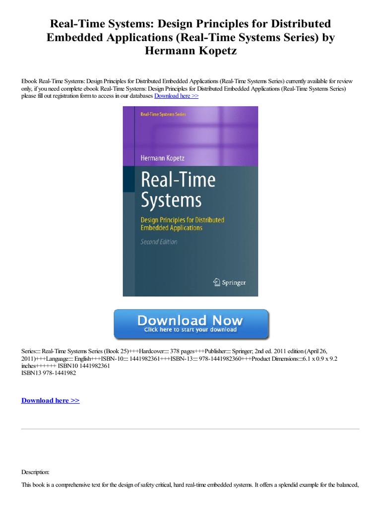 Real-Time Systems: Design Principles For Distributed Embedded ...