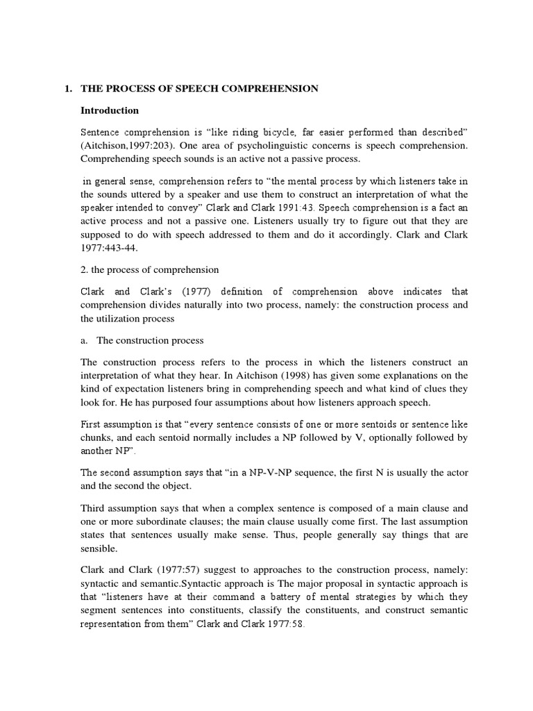 Understanding Speech Comprehension Processes | PDF | Speech | Memory