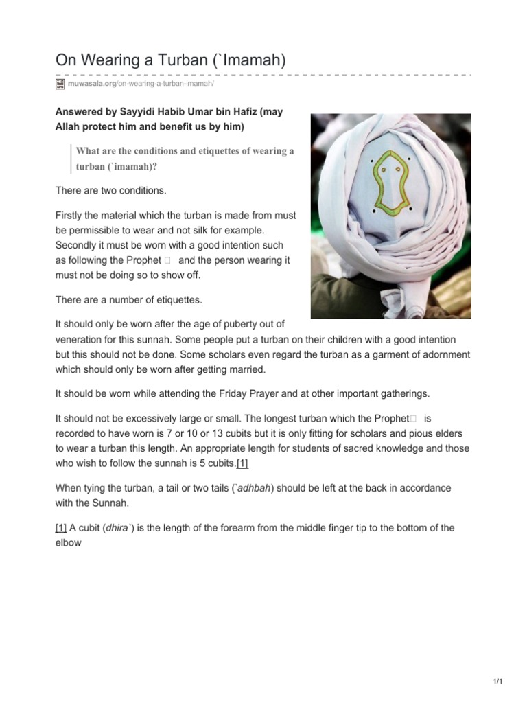 On Wearing A Turban Imamah | PDF | Religion & Spirituality