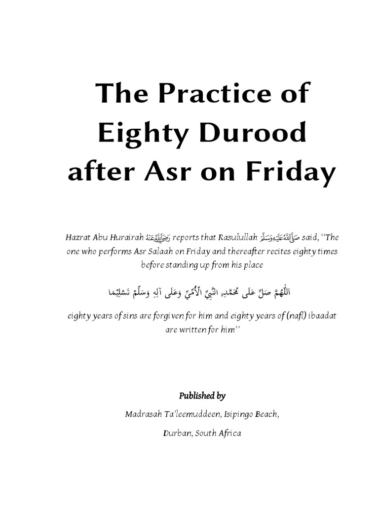 80 Durood - Book PDF | PDF | Hadith | Prophets And Messengers In Islam