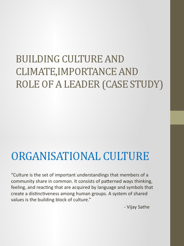 Building Culture and Climate, Importance and Role of A | PDF ...