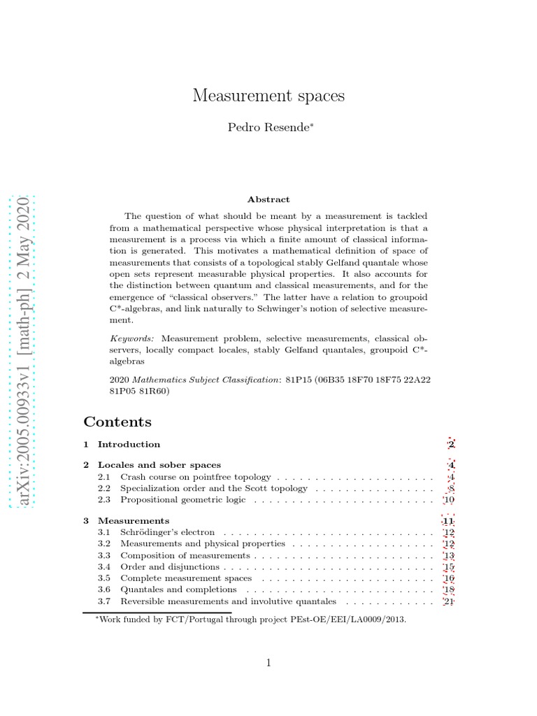Measurement Spaces | PDF | Compact Space | Category Theory