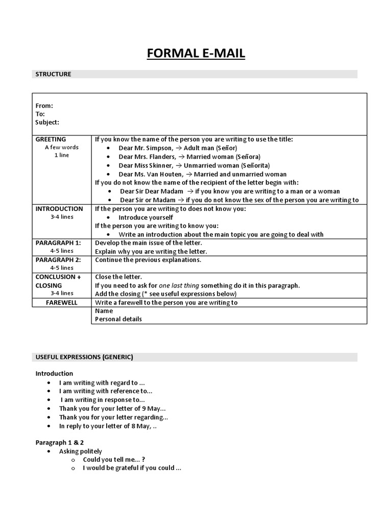 Formal E-Mail: Structure | PDF