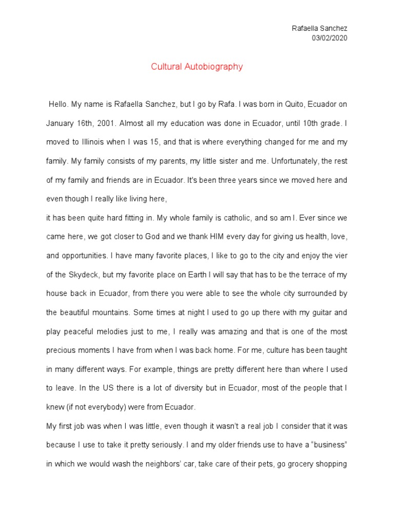Cultural Autobiography | PDF | Foreign Language Studies