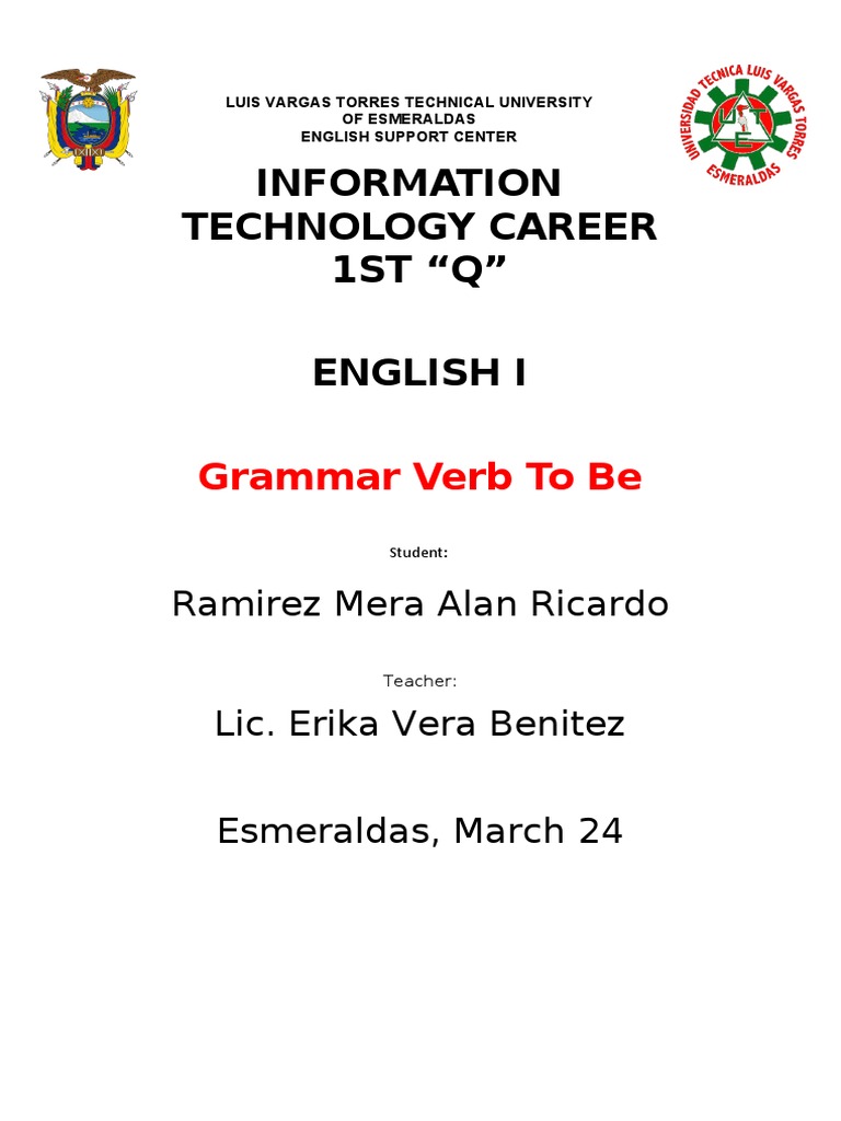 English I: Verb To Be Grammar Guide | PDF