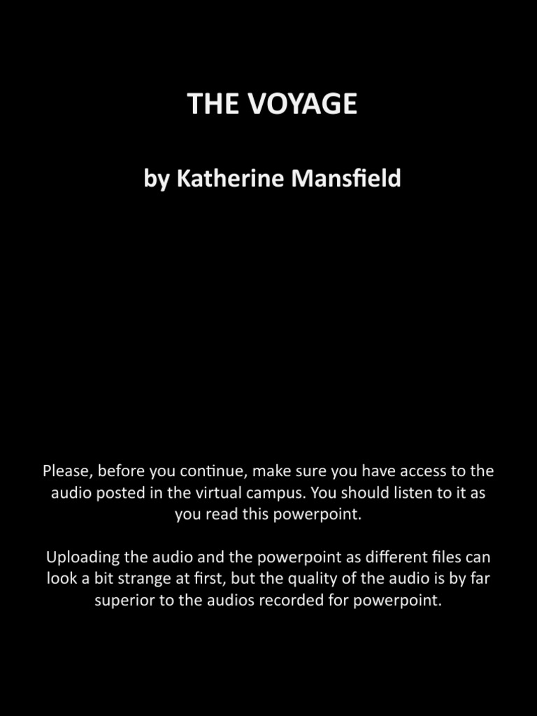 The Voyage: by Katherine Mansfield | PDF
