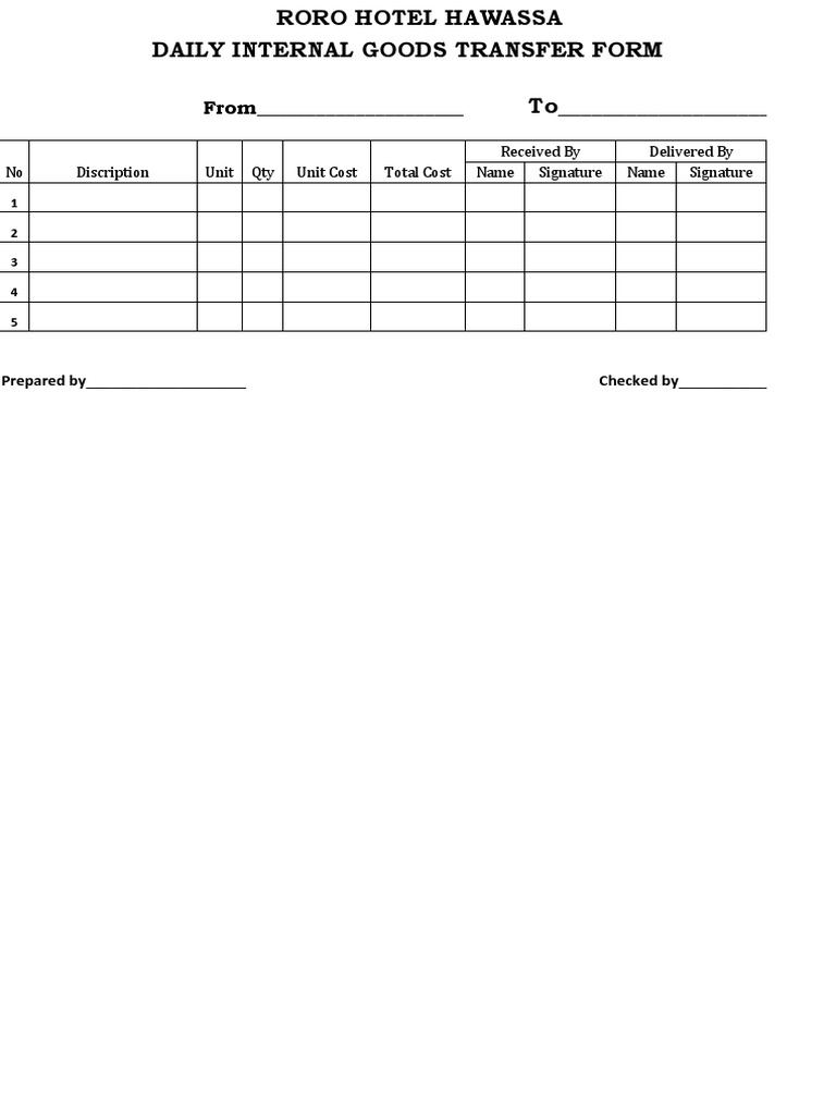Goods Transfer Form | PDF