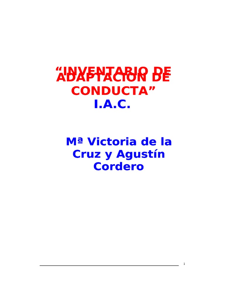 Inventario Adaptación de Conducta (IAC) | PDF | Ciencias del ...