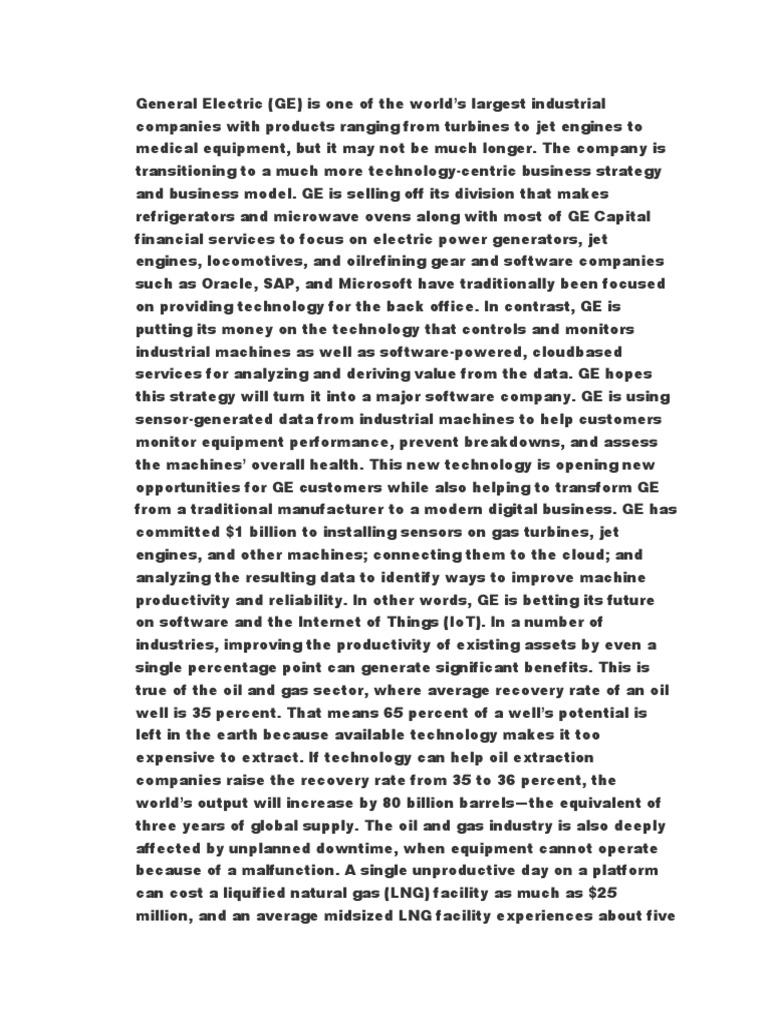 Case Study 12 General Electric | PDF | Pipeline Transport | Cloud Computing