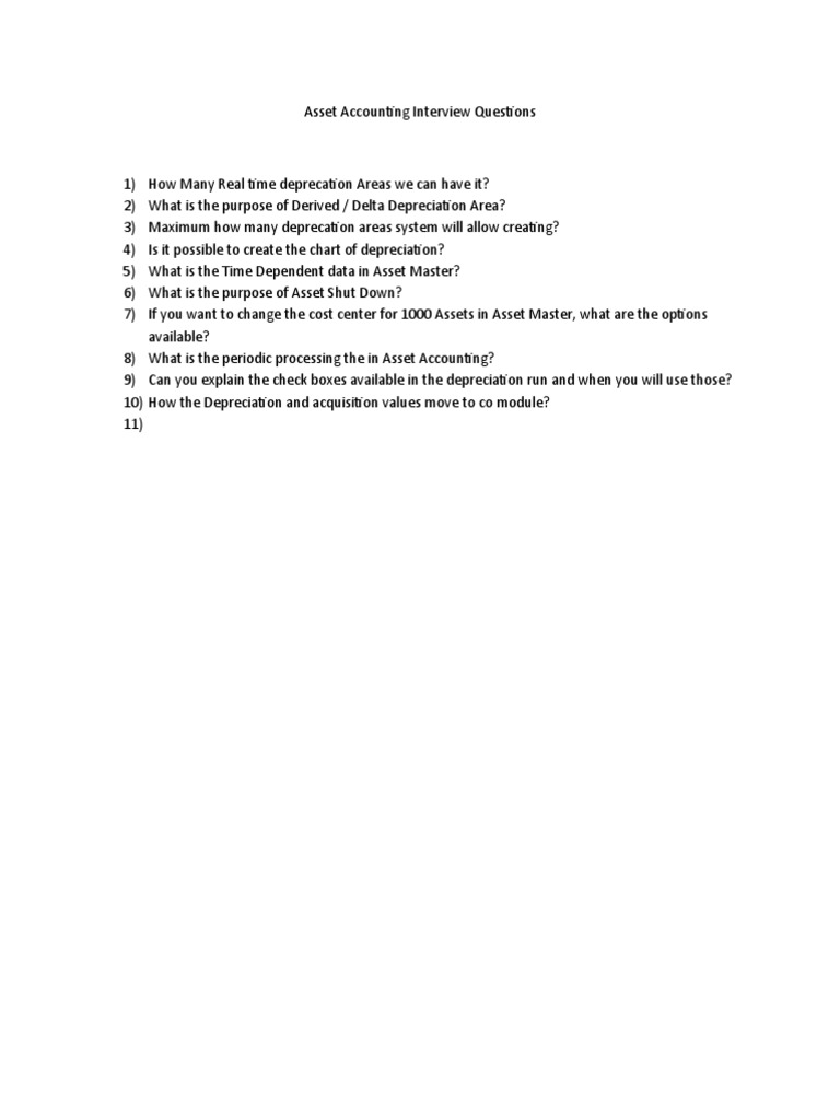 Asset Accounting Interview Questions | PDF