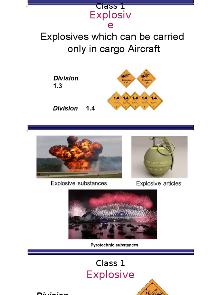 Explosives Which Can Be Carried Only in Cargo Aircraft: Explosiv e ...