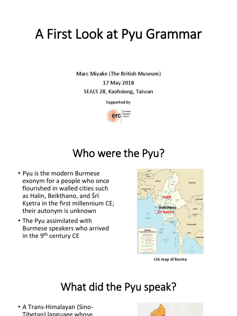 A First Look at Pyu Grammar | PDF | Symbols | Human Communication