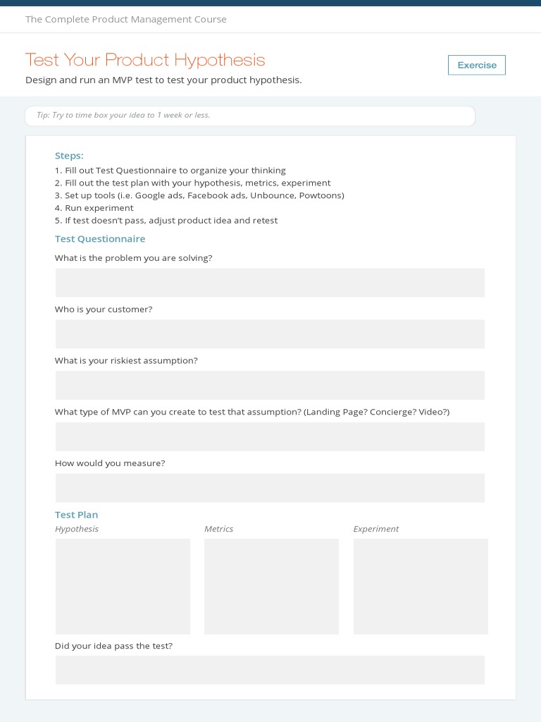 Test Your Product Hypothesis: Steps | PDF