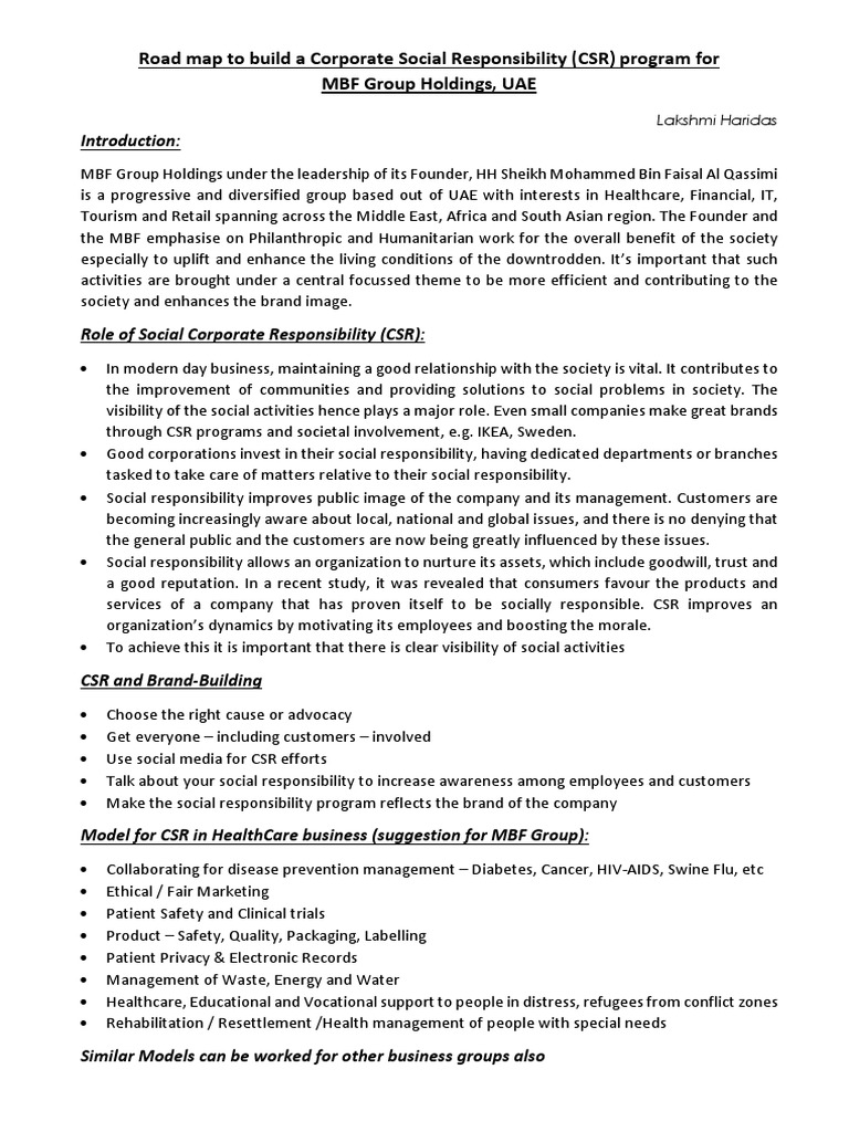 Road Map To Build A Corporate Social Responsibility (CSR) Program For ...