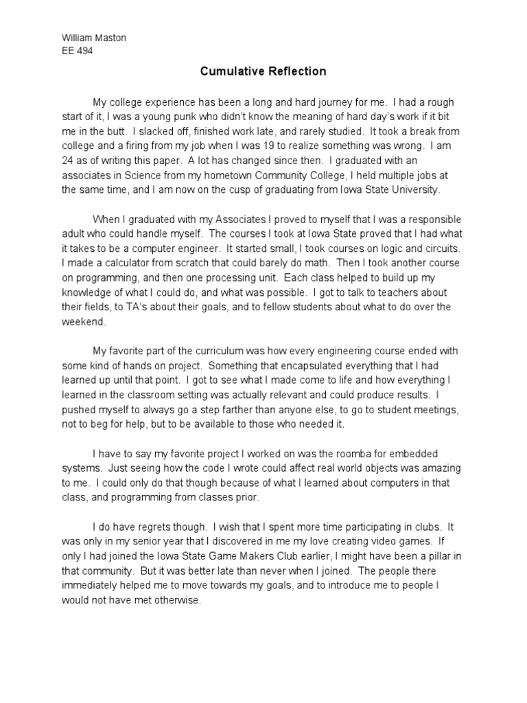 Cumulative Reflection | PDF | Teaching | Behavior Modification