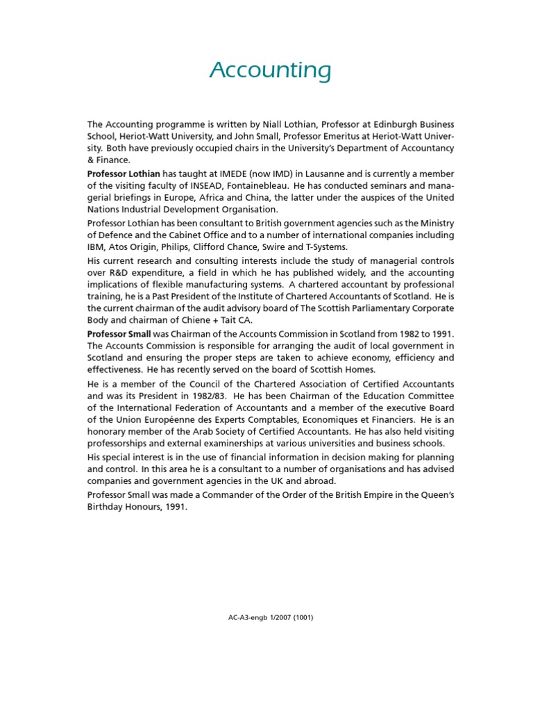 Accounting: Professor Lothian Has Taught at IMEDE (Now IMD) in Lausanne ...