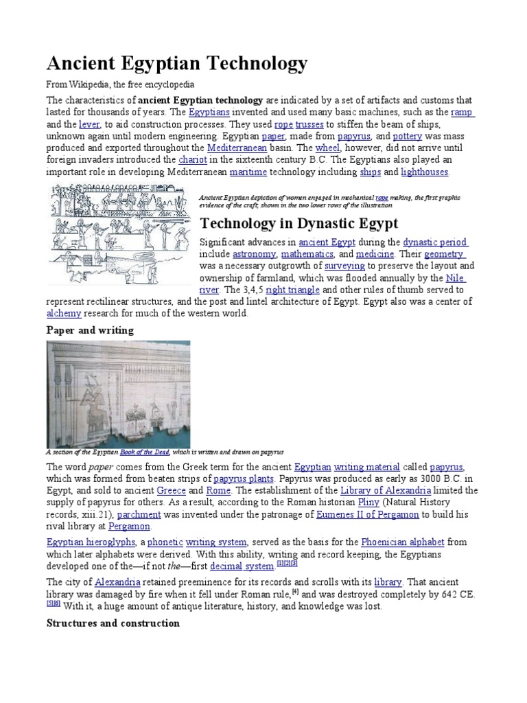 Ancient Egyptian Technology | PDF | Egyptian Pyramids | Ancient Egypt
