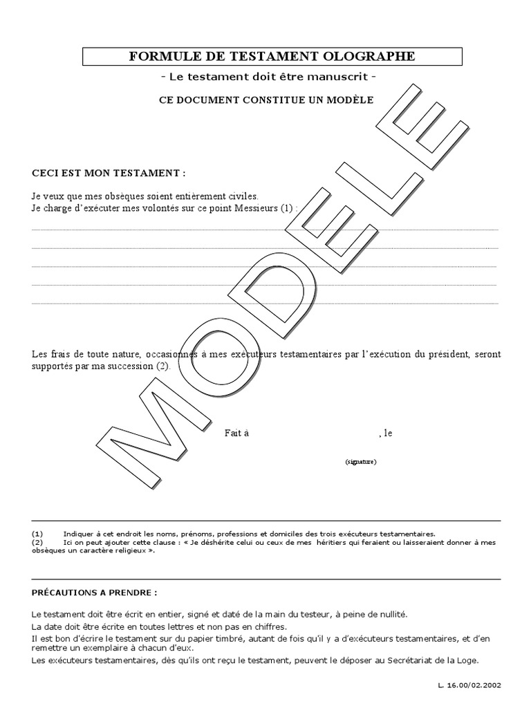 Testament Olographe | PDF