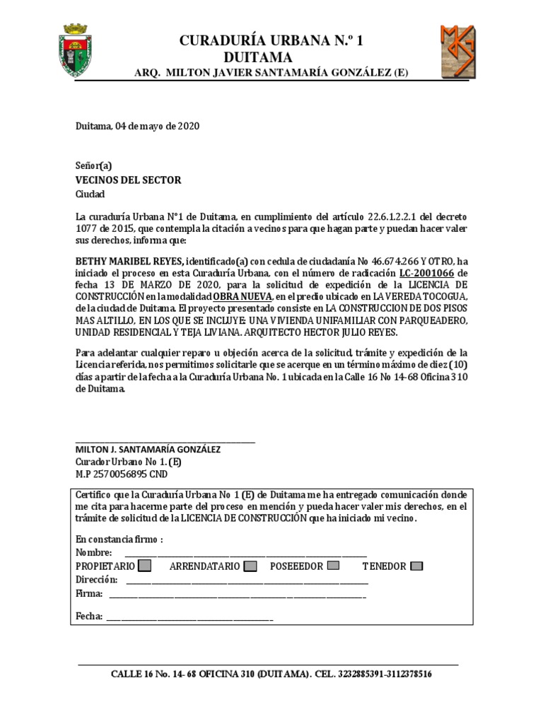 Oficio A Vecinos | PDF