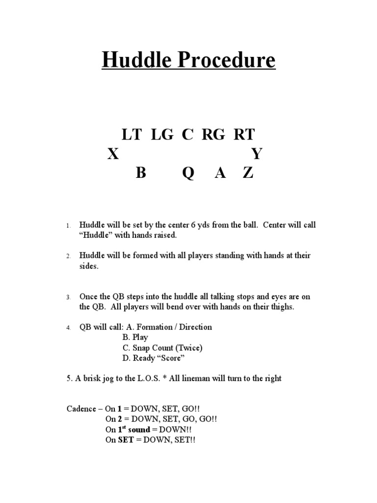 Football Huddle Procedure Guide | PDF