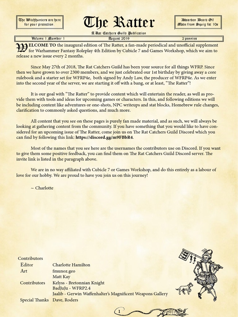 The Ratter: ELCOME TO The Inaugural Edition of The Ratter, A Fan-Made ...