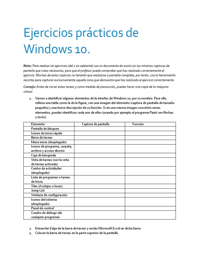 Ejercicio Windows 10 | PDF | Microsoft Windows | Software del sistema