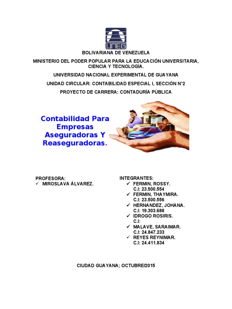 Trabajo Contabilidad UNEG | PDF | Reaseguro | Póliza de seguros