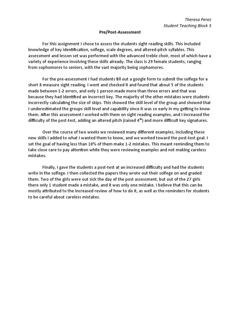 Pre Post Assessment | PDF