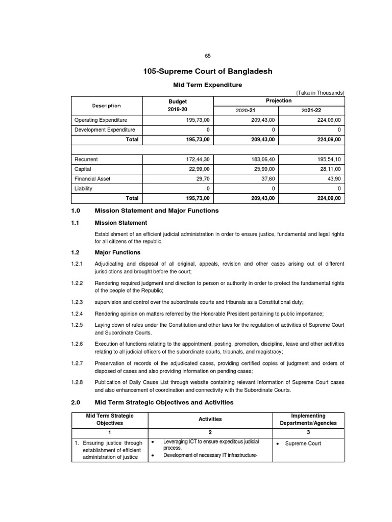 105-Supreme Court of Bangladesh: Mid Term Expenditure | PDF | Supreme ...
