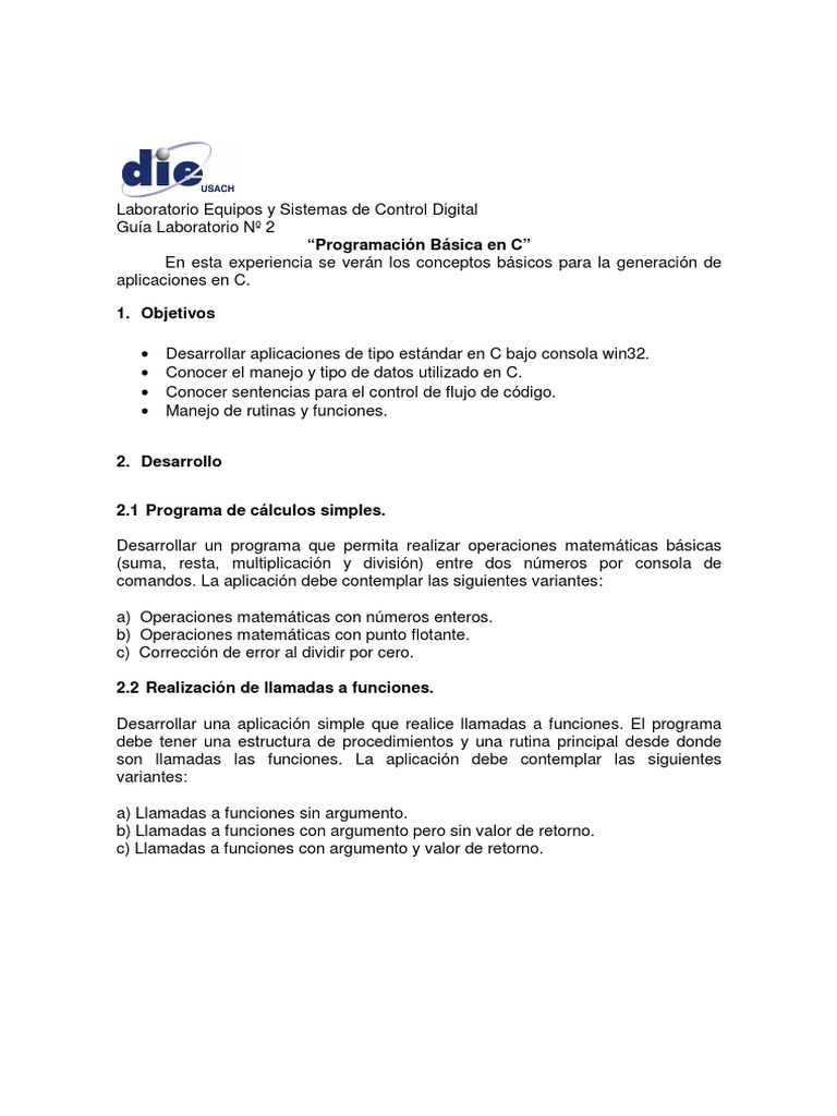 Guia Laboratorio N2 | PDF | Lenguaje de programación | Programa de computadora
